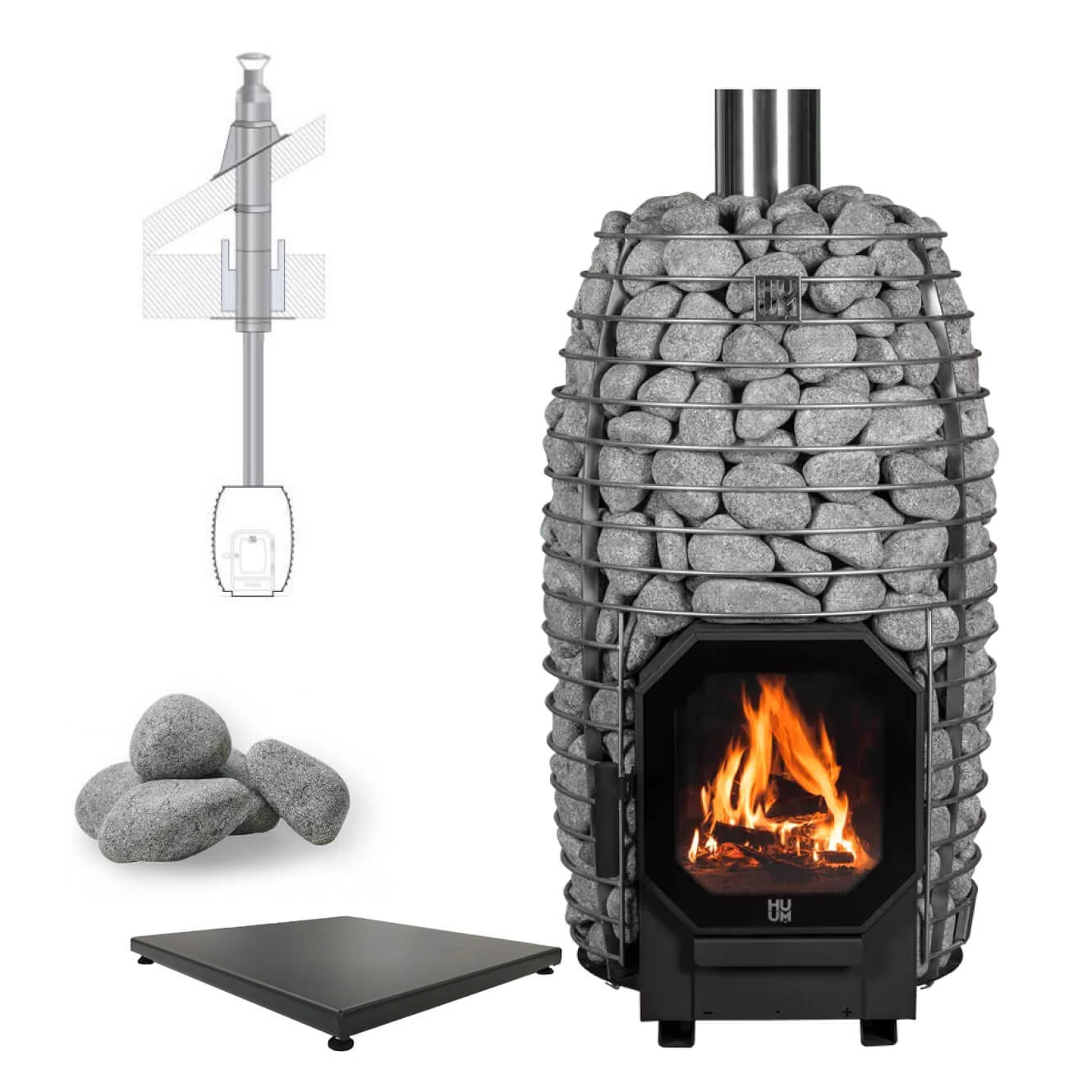 HUUM HIVE Flow 9.8kW Wood-Burning Sauna Heater Package — Topture